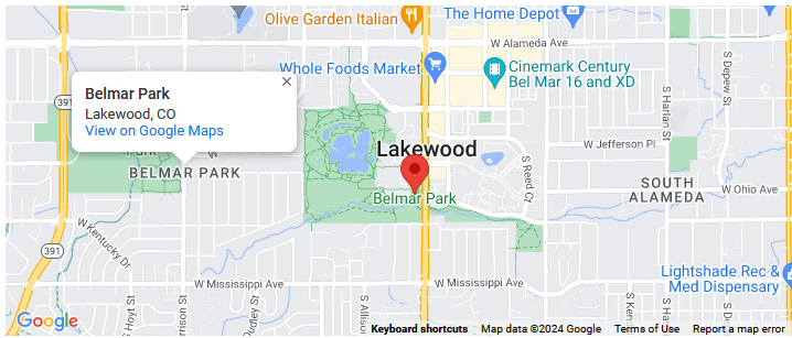Location Map of Belmar Park - Lakewood, CO Bird Habitat